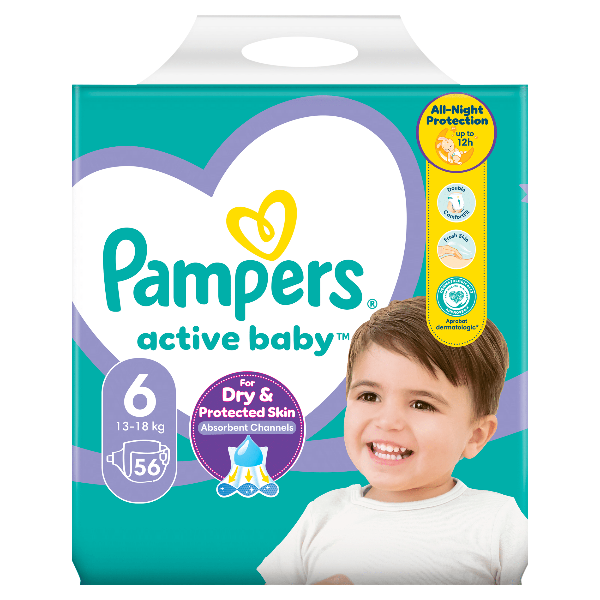 PAMPERS GIANT ACTIVE BABY 6 EX LARGE X56 – Ta' Ganza